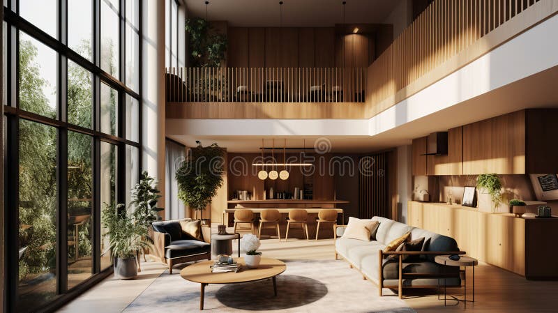 Vintage Aesthetics, Spacious, Double-height Lounge in an Apartment ...