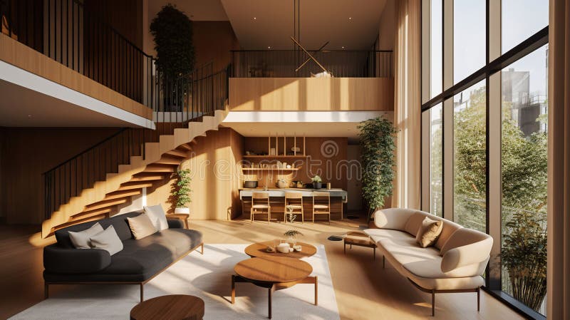 Vintage Aesthetics, Spacious, Double-height Lounge in an Apartment ...