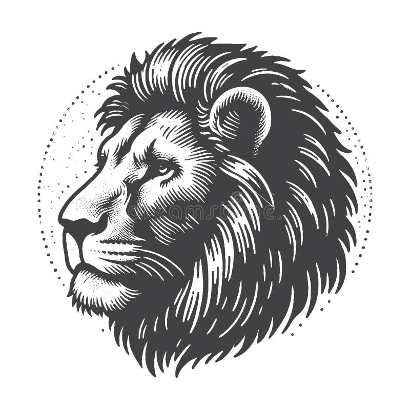 Vintage African Lion Side Head Portrait Vector Design. Stock Vector ...