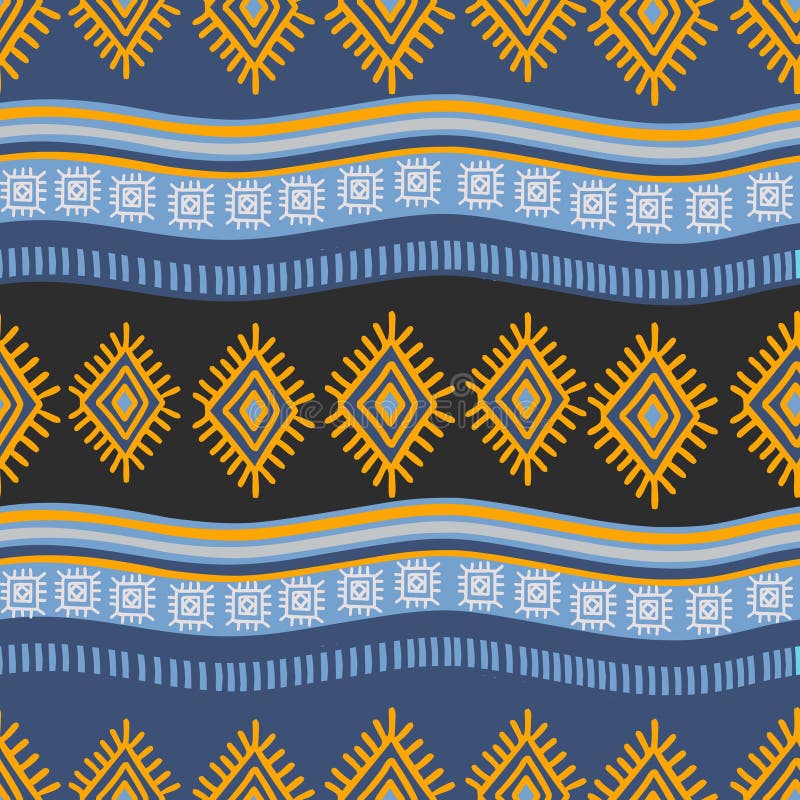African Pattern Vector with Hand Drawn Tribal Ethnic Drawing with Gold ...