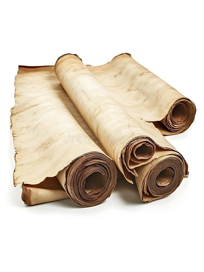 Vintage Aged Paper Scroll Isolated on White Background for Historical ...