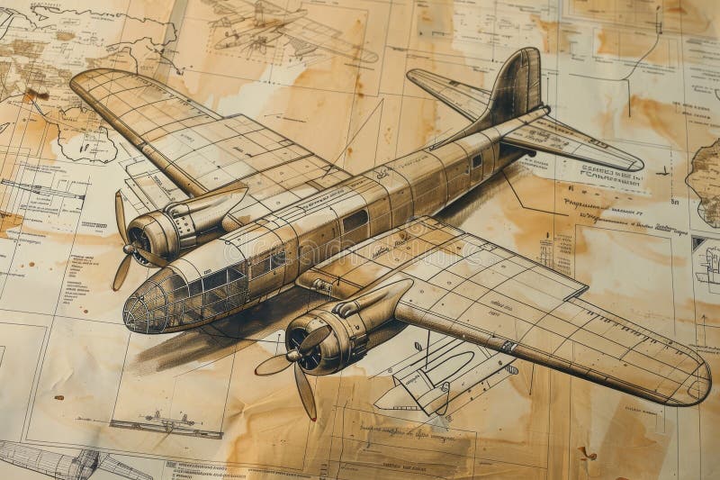 Paper Vintage Aircraft Design Aviation Stock Illustrations – 1,406 ...