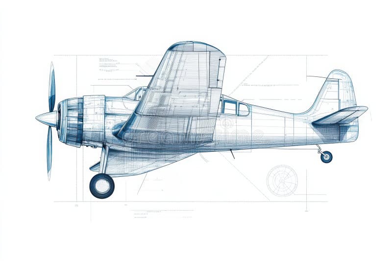 A Vintage Aircraft Design is Showcased in a Blueprint Format ...
