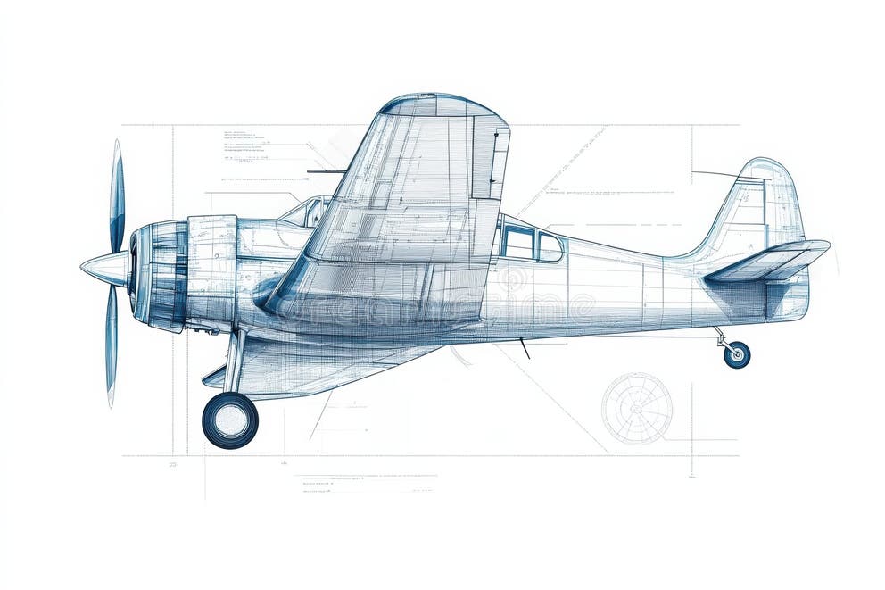 A Vintage Aircraft Design is Showcased in a Blueprint Format ...