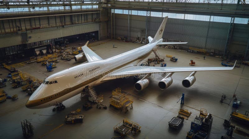 Aircraft Hangar Undergoing Maintenance Tools Equipment Around Stock ...