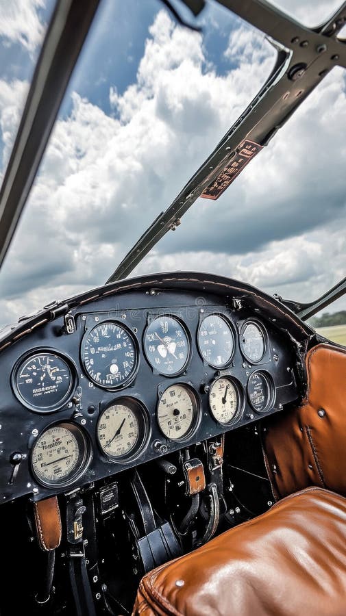 Vintage Airplane Cockpit Instruments Showing Flight Data Stock Photo ...