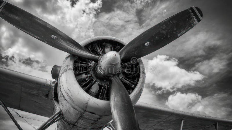 Vintage Airplane Propeller Engine Stock Illustration - Illustration of ...