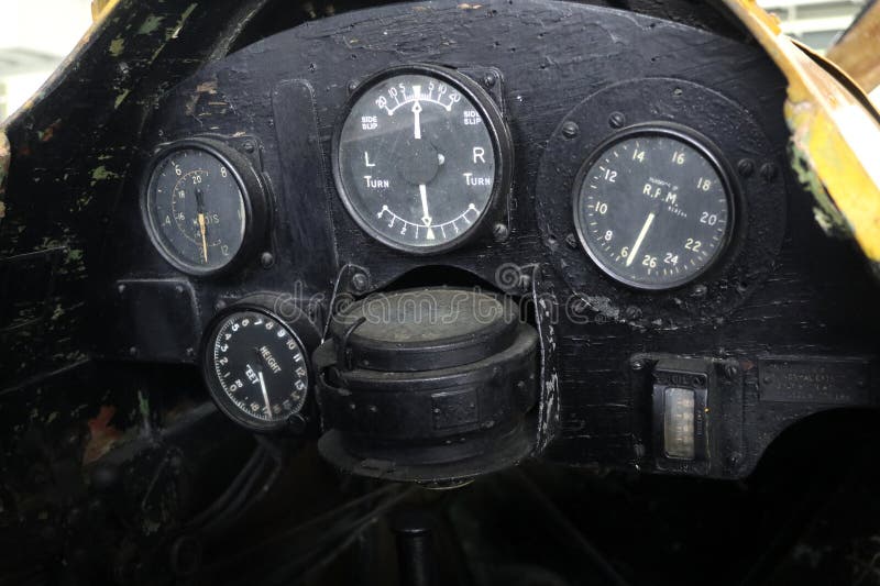 Vintage Airplane Flight Deck Instruments Stock Image - Image of ...