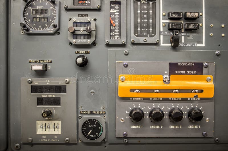 Vintage Airplane Panel Controls Stock Photo - Image of control ...