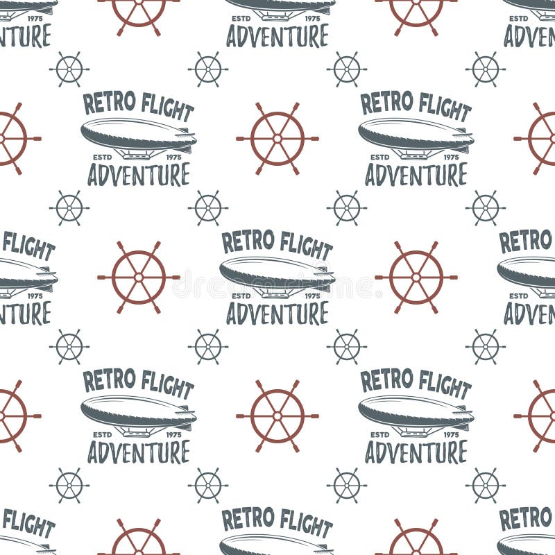 Vintage Airship Seamless Pattern. Retro Dirigible Wallpaper Design with ...