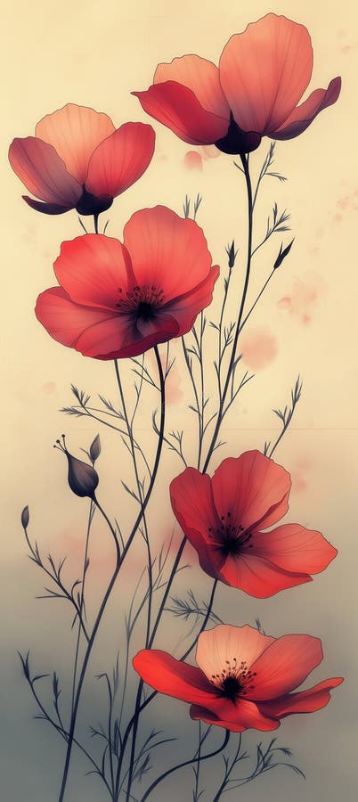 Vintage Airy Flowers on Light Background. Stock Photo - Image of ...