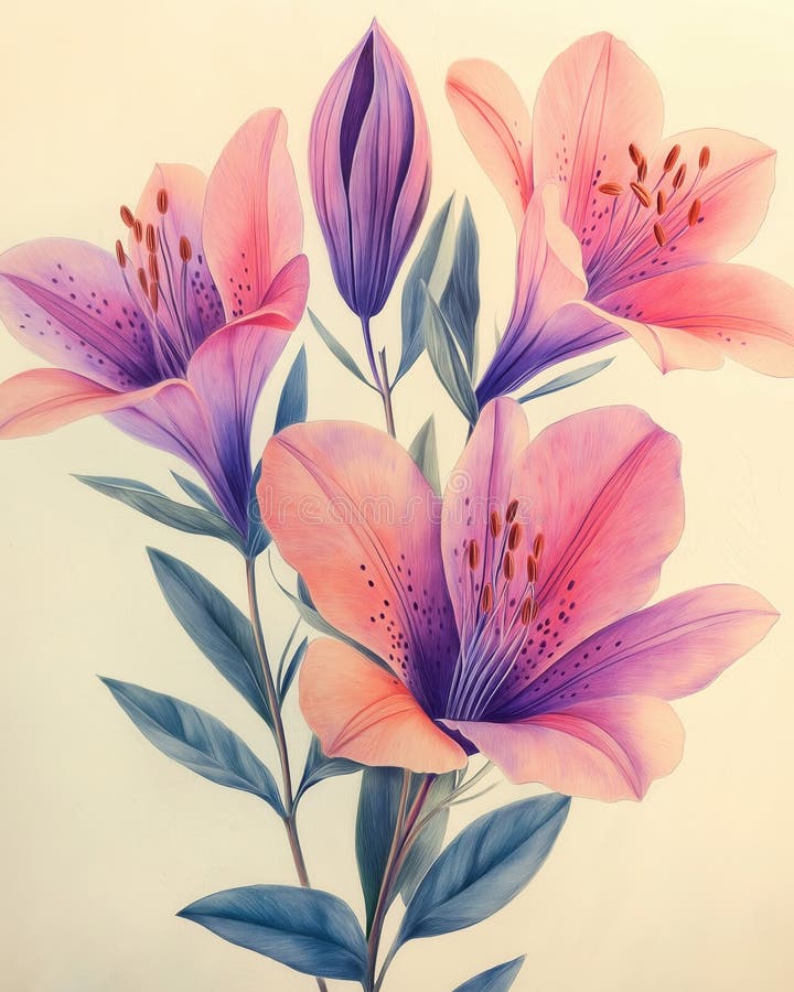 Vintage Airy Flowers on Light Background. Stock Image - Image of ...