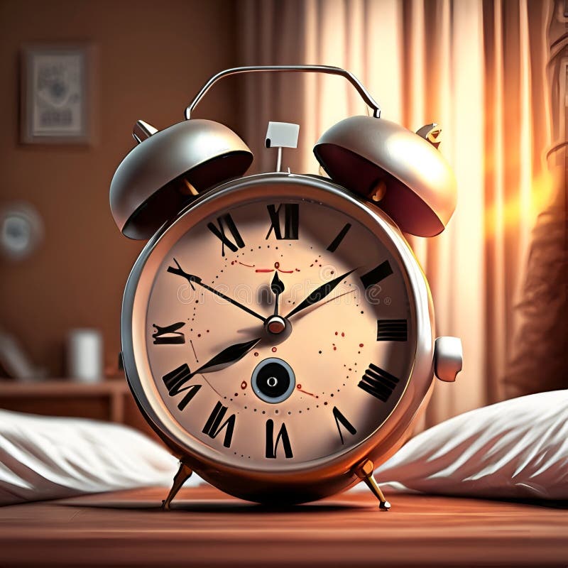 Vintage Alarm Clock on the Bed Time Concept Stock Illustration ...