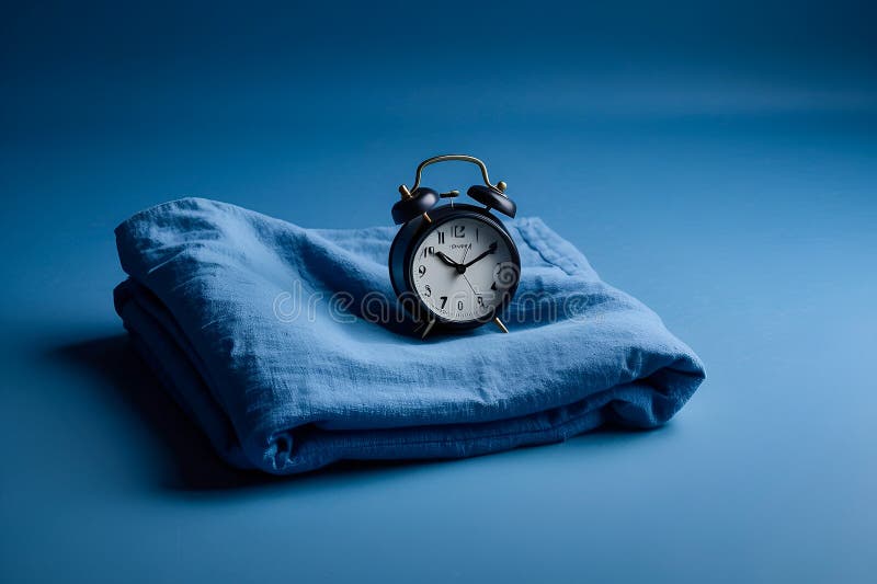 Vintage Alarm Clock on Blue Fabric with a Timeless Reminder for Blue ...