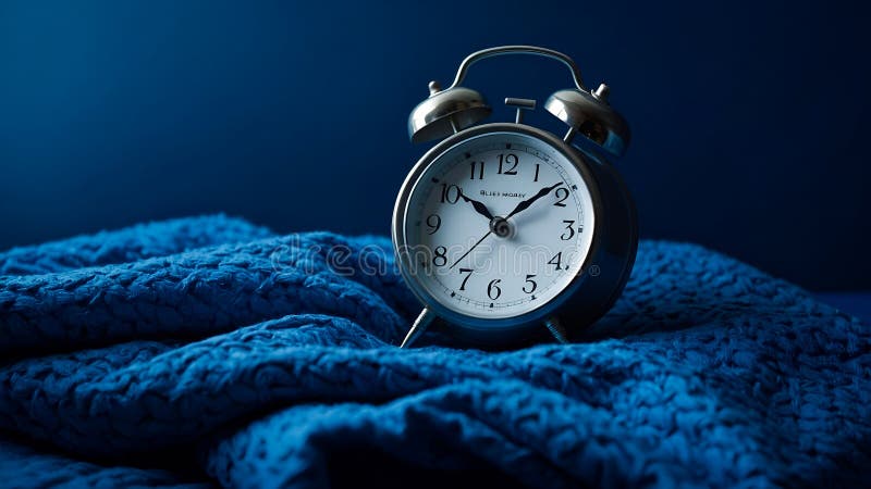 Vintage Alarm Clock on Blue Fabric with a Timeless Reminder for Blue ...