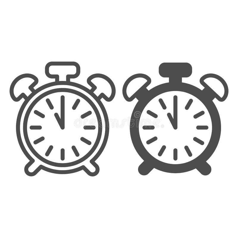 Vintage Alarm Clock with Button, 11 Pm, 11 am Line and Solid Icon, Time ...
