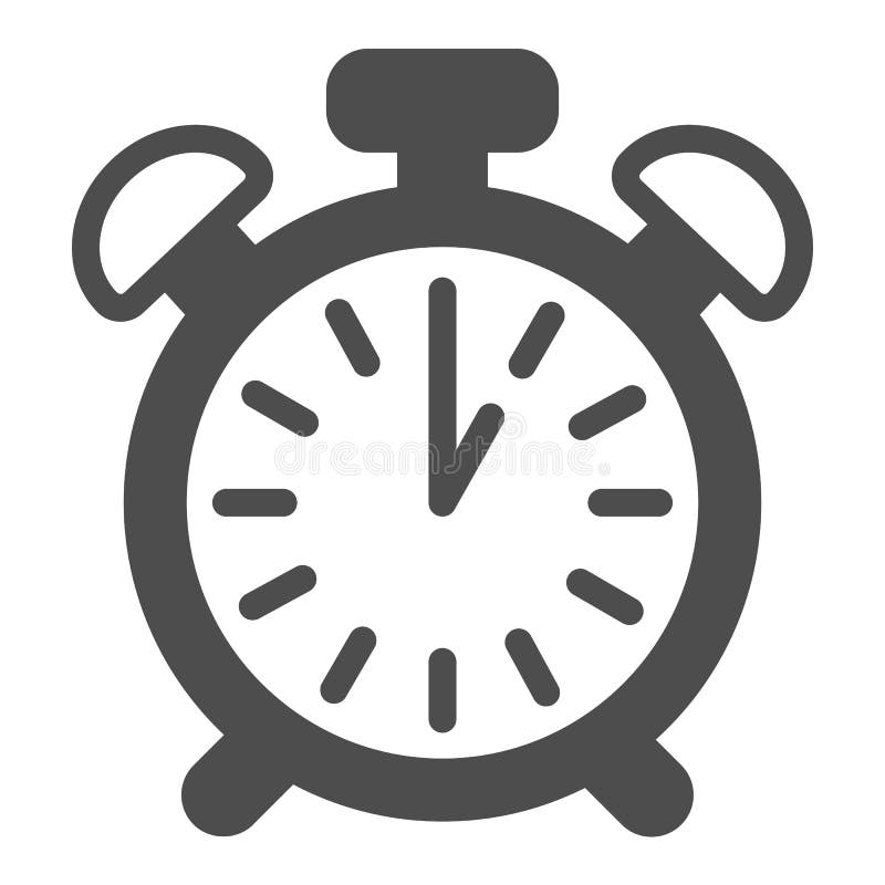 Vintage Alarm Clock with Button, 1 Pm, 1 am Solid Icon, Time Concept ...