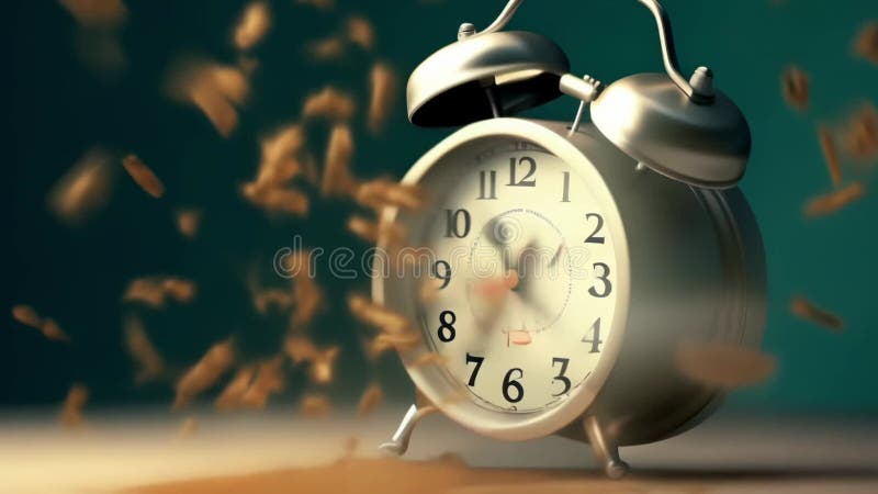 Vintage Alarm Clock Dissolving into Dust As Time Flies by Stock Video ...