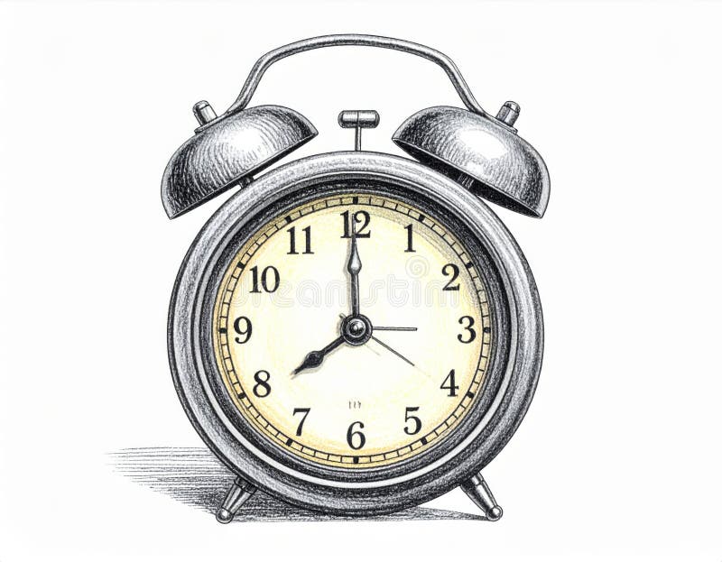 Vintage Alarm Clock Drawing Stock Illustrations – 3,876 Vintage Alarm ...