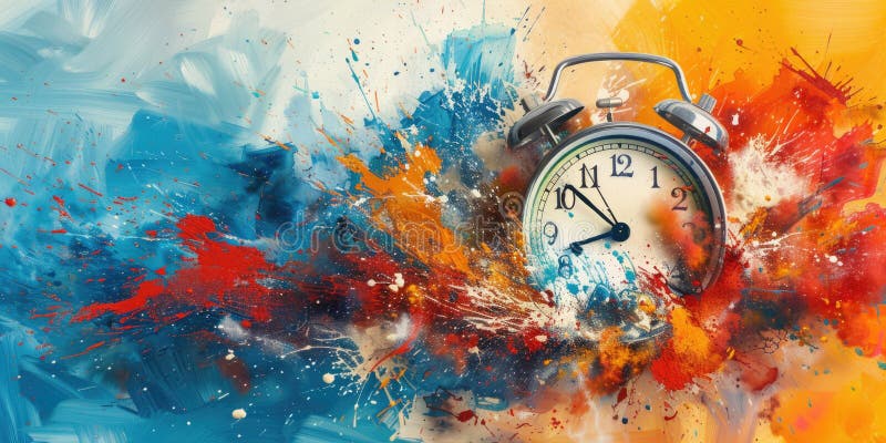 Vintage Clock Abstract Blue Background Digital Painting Illustration Stock Photos - Free ...