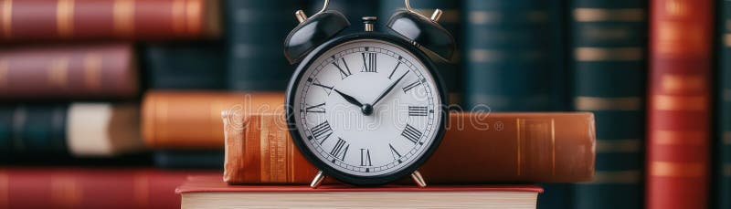 Vintage Alarm Clock on Stack of Old Books Stock Illustration ...