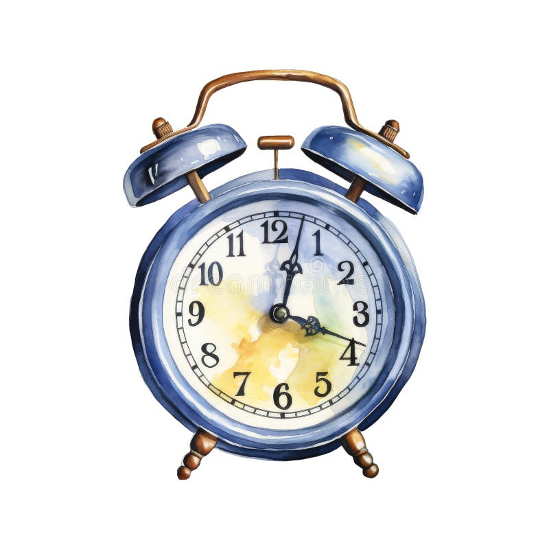 Vintage Alarm Clock Watercolor Illustration Stock Photo - Illustration ...