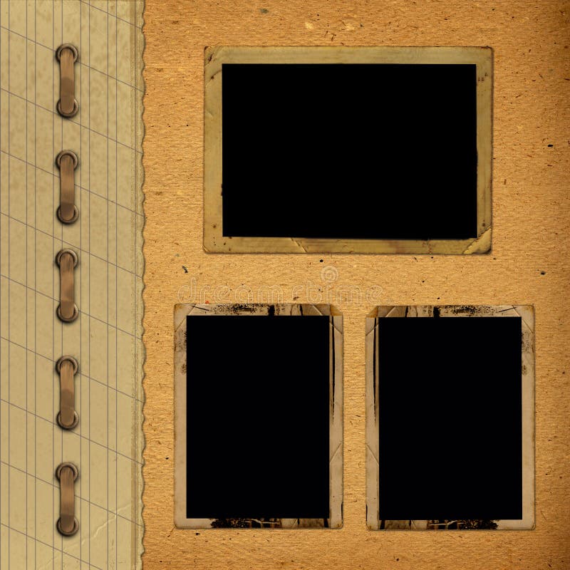 Vintage Album with Paper Frames for Photos Stock Image - Image of ...