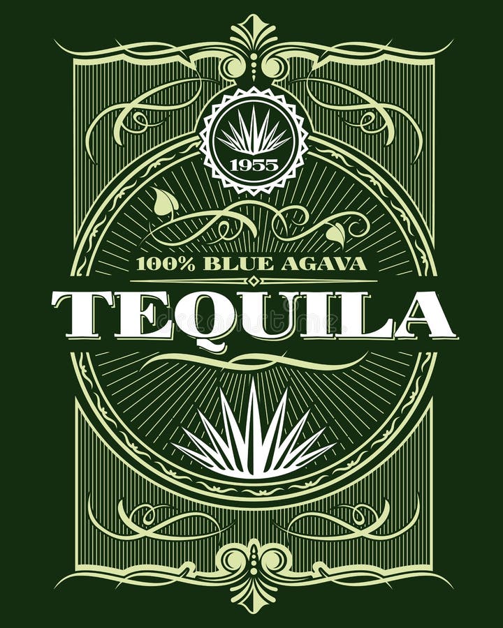 Vintage Alcohol Tequila Drink Vector Bottle Label Stock Vector ...