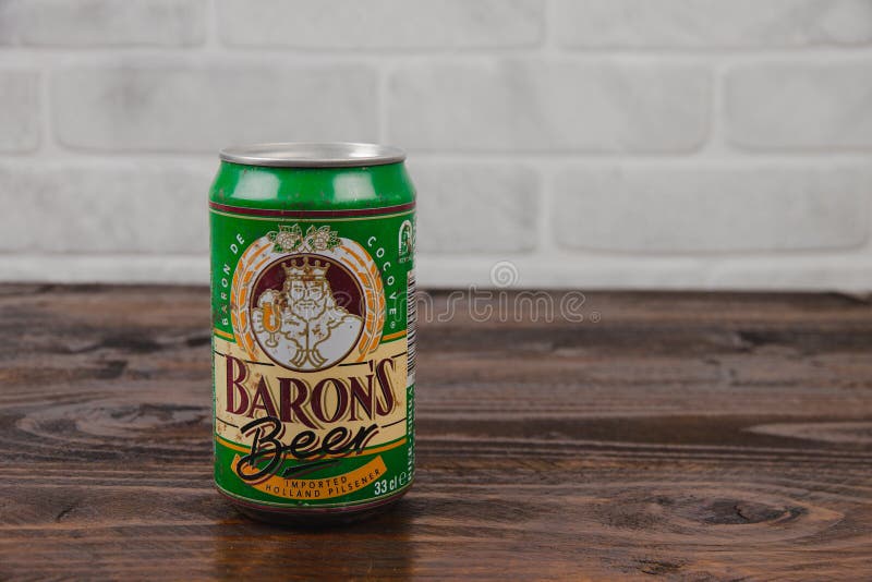 A Vintage Aluminium Can of Barons Beer Against the Brick Wall Editorial ...
