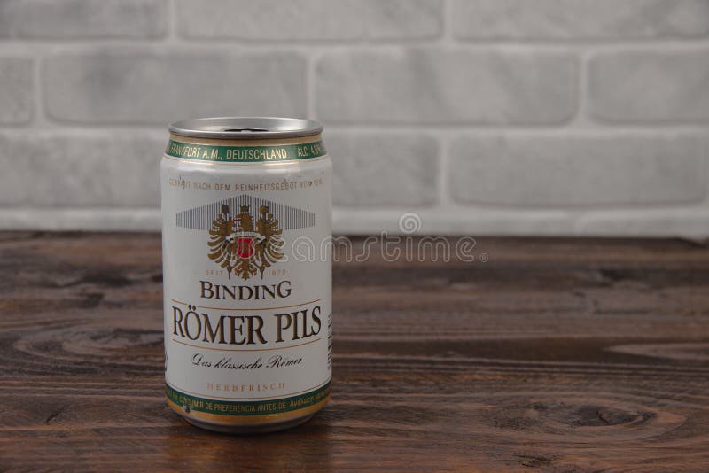 A Vintage Aluminium Can of Binding Beer Against the Brick Wall ...