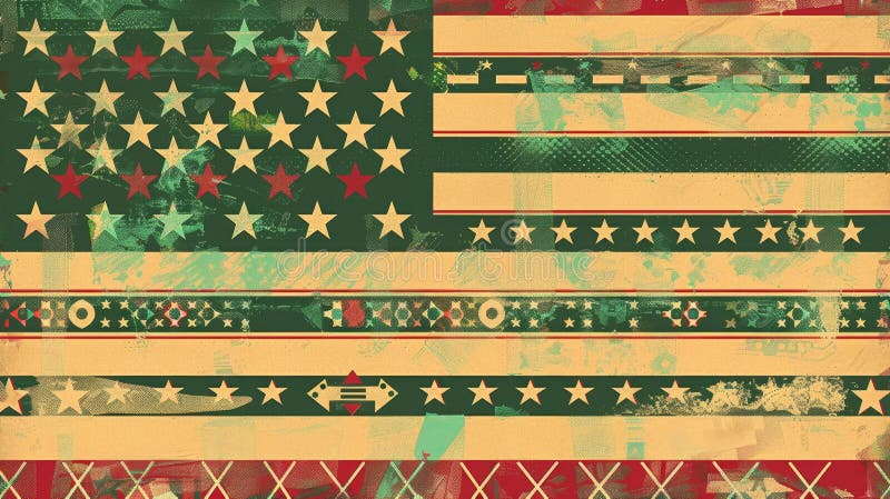 Vintage American Flag with Grunge Texture Overlay Stock Photo - Image ...