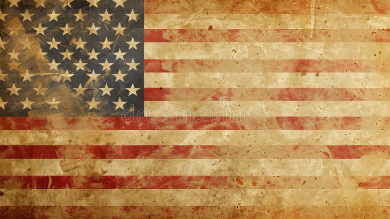 Vintage American Flag on Old Parchment Stock Illustration ...