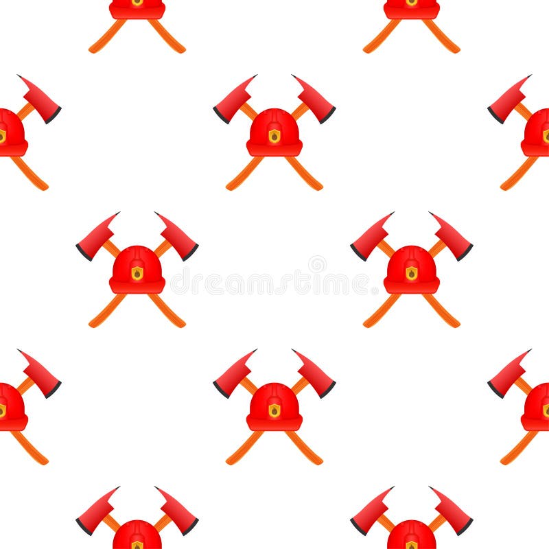 Vintage American Illustration with Red Fire Fighter Tool. Pattern ...