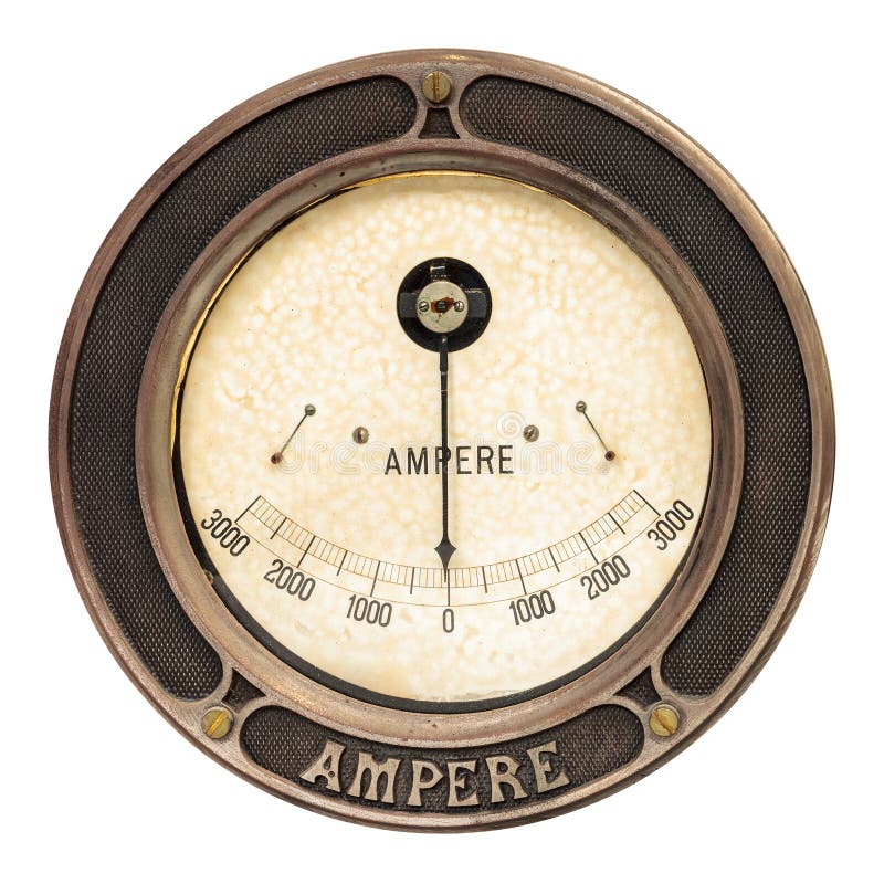 Vintage Ampere Meter Isolated on White Stock Image - Image of display ...