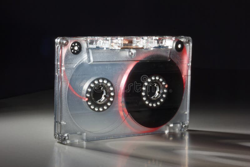Vintage Analog Audio Cassette with Transparent Case Stock Photo - Image ...