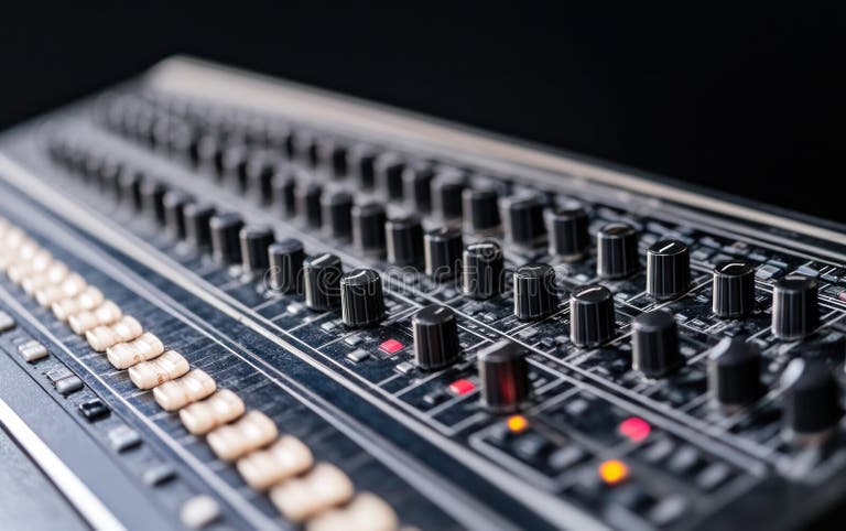 Vintage Analog Synthesizer Control Panel. Generative AI Stock ...