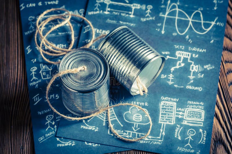 Two Cans and a String Telephones Stock Image - Image of cell, connect ...