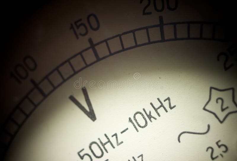 Vintage Analog Voltmeter Dial. Stock Image - Image of resistance, gage ...