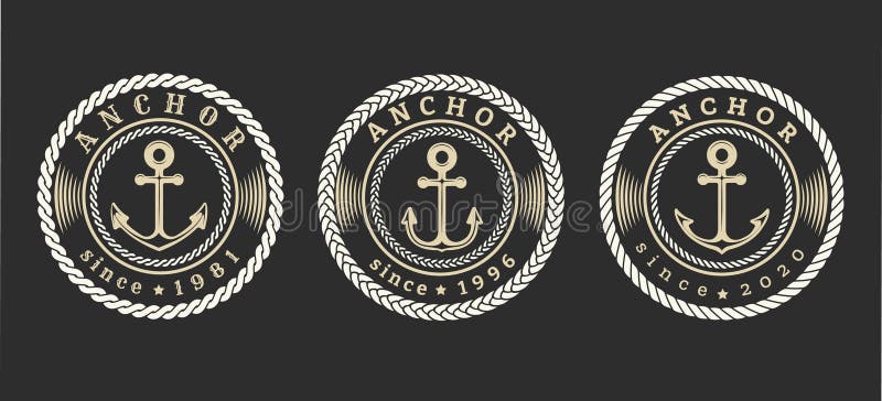Vintage Anchor Label Emblem Set Stock Vector - Illustration of round ...