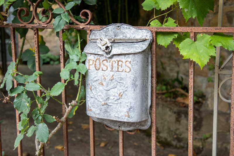 Vintage Ancient Silver Grey Brut Mail Post Box Row Grey on Home Wall ...