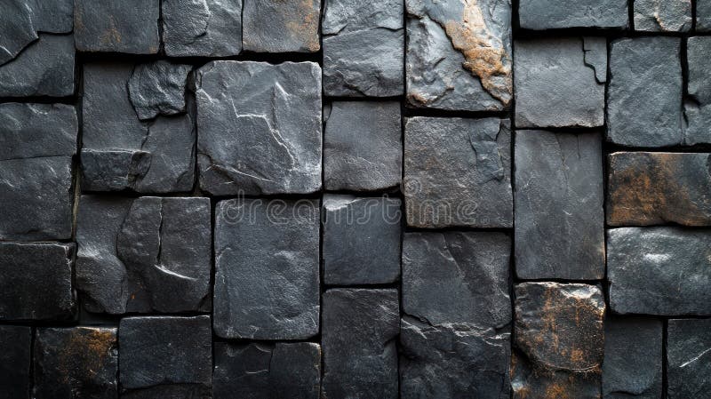 Vintage Anthracite Patchwork Mosaic Tiles Wallpaper on Concrete Wall ...