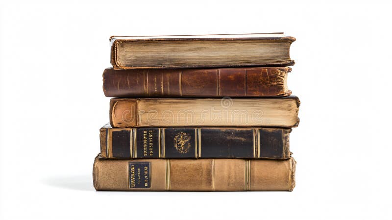 Vintage Antique Books Stack with Worn Leather Covers for Academic Study ...