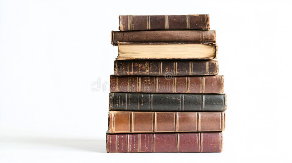 Vintage Antique Books Stack with Worn Leather Covers for Academic Study ...