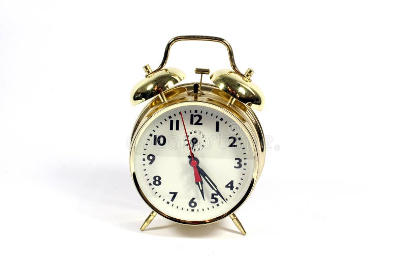 Vintage Antique Desk Clock on White Background Stock Image - Image of ...