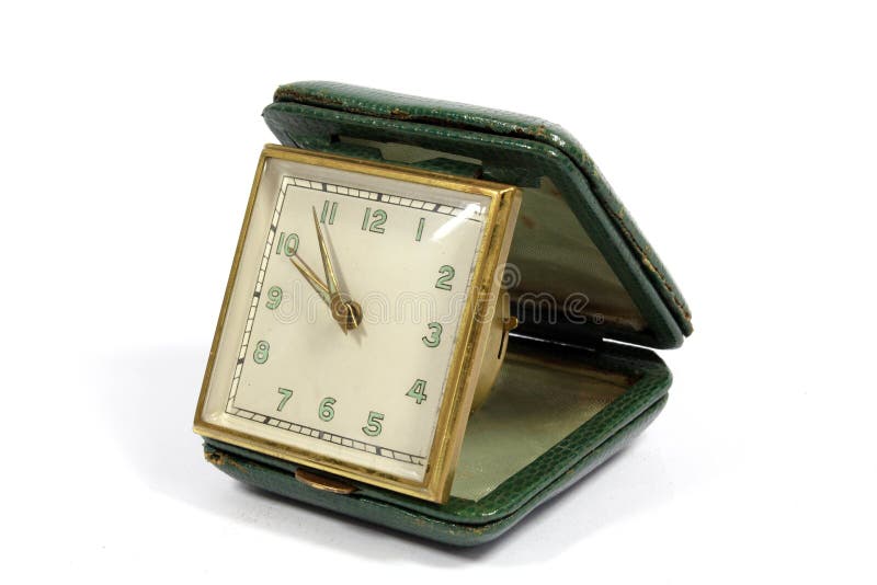 Vintage Antique Desk Clock on White Background Stock Photo - Image of ...