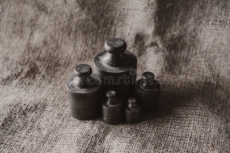 Vintage Antique Gram Scale Weight Set Stock Photo - Image of wood ...