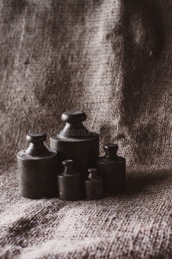 Vintage Antique Gram Scale Weight Set Stock Image - Image of lighting ...
