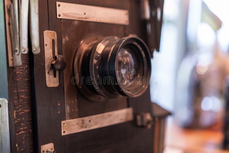 Vintage, Antique Large Format Camera in Blurred Background Stock Photo ...