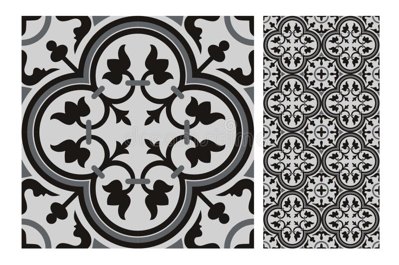 Vintage Antique Seamless Design Patterns Tiles in Vector Illustration ...