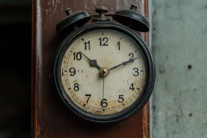 Vintage Antique Wall Clock in Retro Room Decor Stock Illustration ...